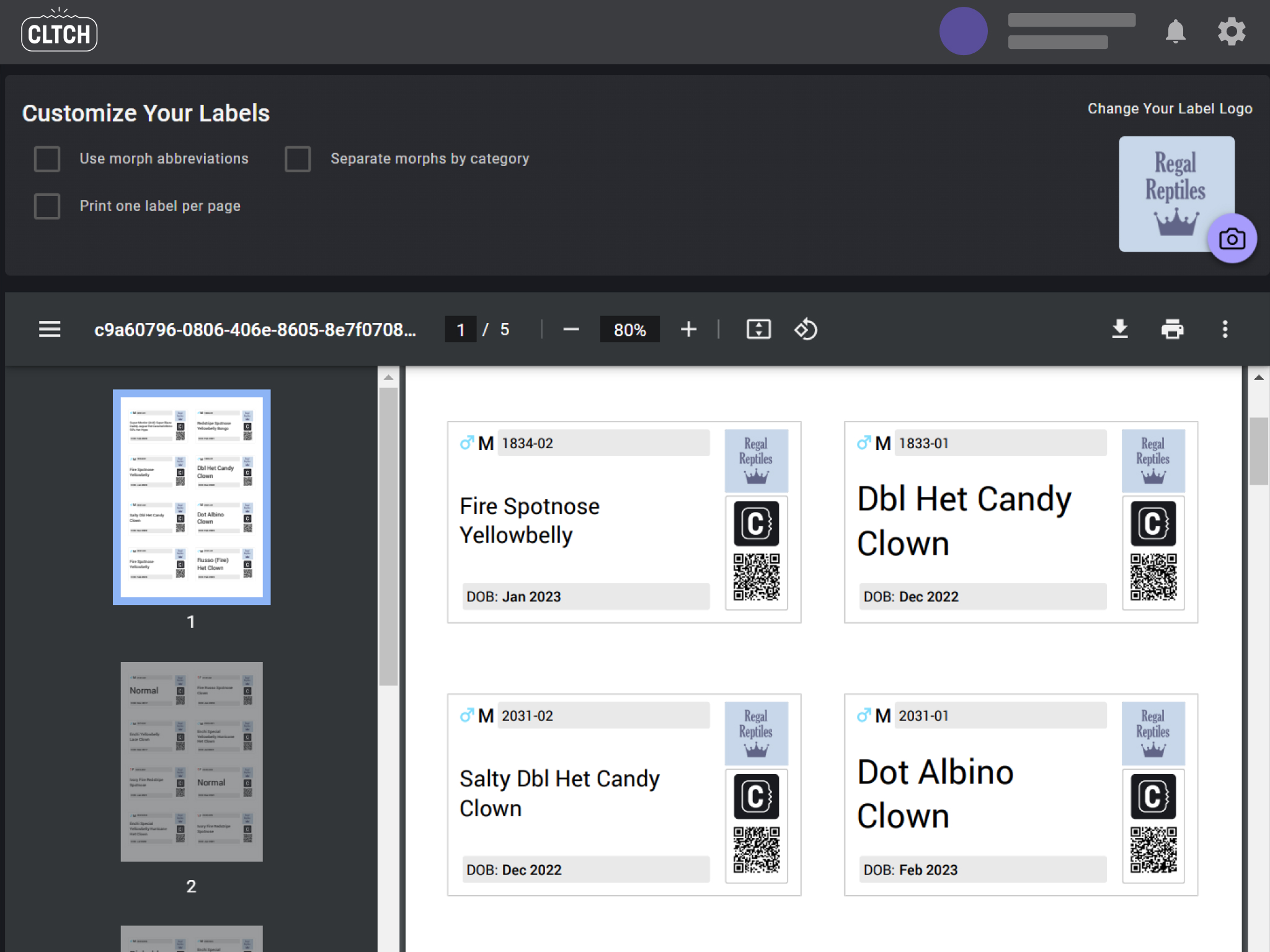 Printing Tub Labels - Cltch